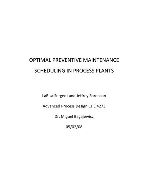 Pdf Optimal Preventive Maintenance Scheduling In Process · Pdf Fileoptimal Preventive