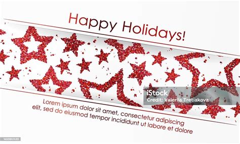 빨간 반짝임 반짝이 종이 리본 흰색 배경에 텍스트를 위한 공간이 있는 배너 벡터 그림입니다 건설 프레임에 대한 스톡 벡터 아트 및 기타 이미지 Istock