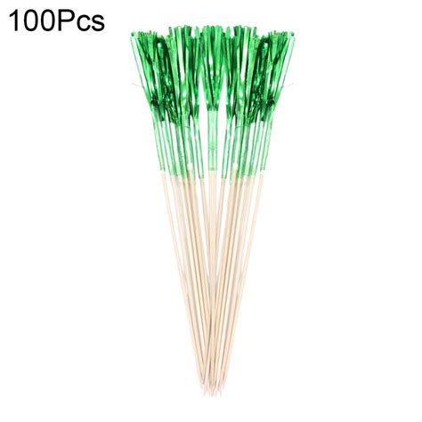 Sharktrue 100 Colorful Tassel Firework Cake Toppers Disposable Fruit