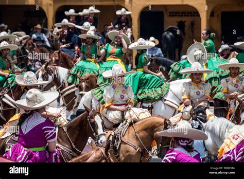 Women Competitors At A Traditional Charreria In Mexico City Mexico Stock Photo Alamy