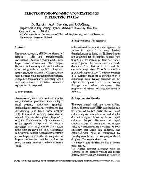 Pdf Electrohydrodynamic Atomization Of Dielectric Fluids