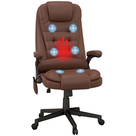 Homcom Massage Office Chair Heated Reclining Computer Chair With 6