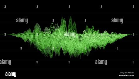 Sound Waves Or Audio Waves Visualization As Green Fragile Grid Or Wireframe Mesh Structure
