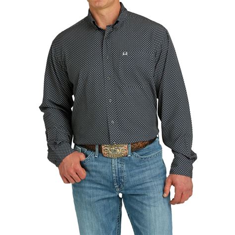 Cinch Mens Arenaflex Geo Print Button Up Long Sleeve Shirt Weis