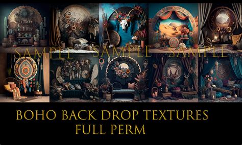 Second Life Marketplace Sato 10 Boho Dark Backdrops Textures Full Perm