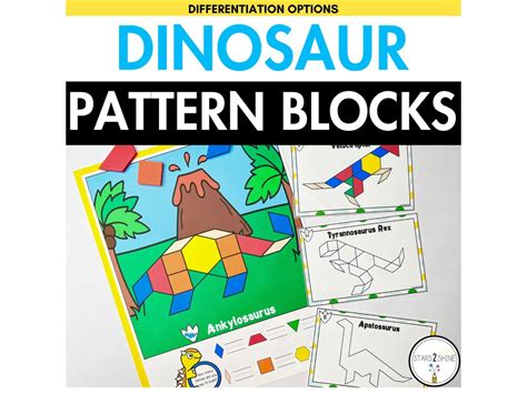 Dinosaur Pattern Blocks Mats And Task Cards Pattern Block Templates