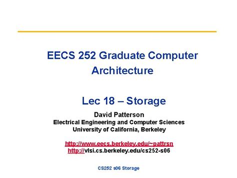 Eecs Graduate Computer Architecture Lec Storage