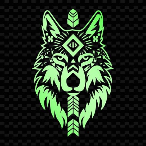 Premium Psd A Wolf Head With A Green Background Of A Wolf On A Black Background