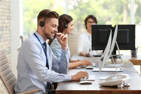 Technical Support Operators With Headsets Stock Image Image Of