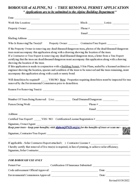 Fillable Online Tree Removal And Relocation Permit Application Fax