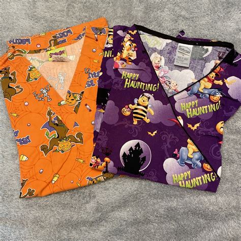 Scooby Doo And Winnie The Pooh Halloween Themed Scrub Gem