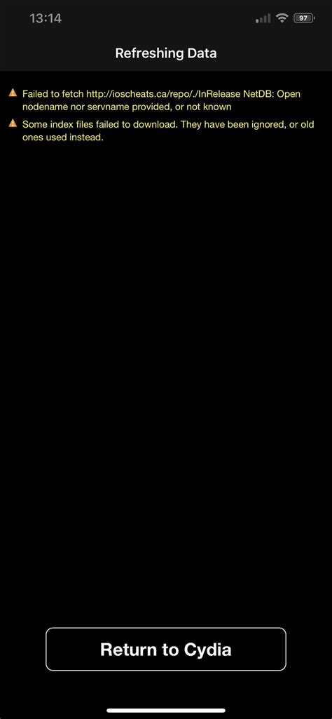 Question Can Anyone Help Me I Keep Getting This Error Everytime I Load Cydia But It Wont Let