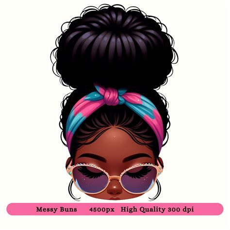 Messy Bun Png Black Girl Afro Messy Bun Png Clipart Afro Messy Bun