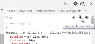 Html Disable Hover State In Chrome Developer Tools Stack Overflow