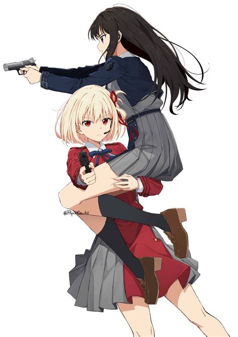 Nishikigi Chisato And Inoue Takina Lycoris Recoil Drawn By Paperca Ke