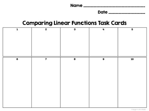 Comparing Linear Functions Task Cards 8f2 Bright In The Middle