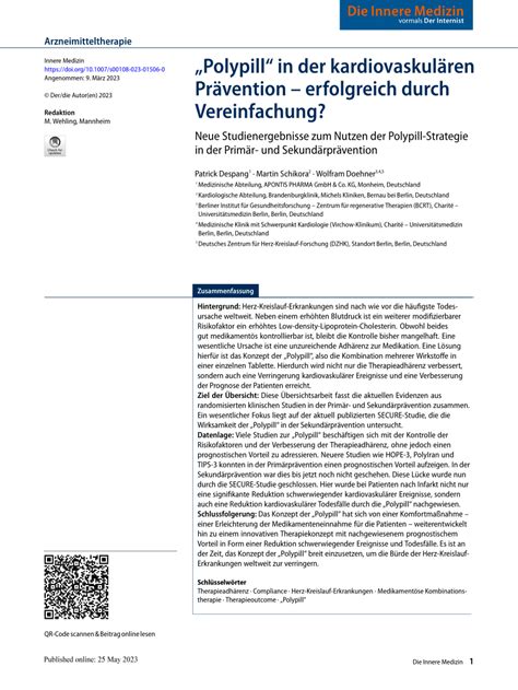 Pdf The Polypill In Cardiovascular Prevention Successful Through