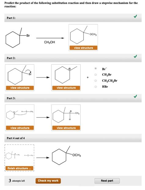 SOLVED: Predict the product of the following substitution reaction and then draw stepwise ...