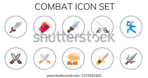 Combat Icon Set 10 Flat Combat Stock Vector Royalty Free 1373585102