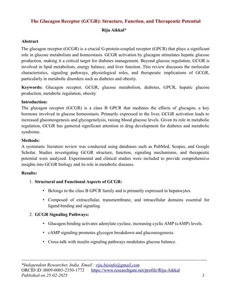 Pdf The Glucagon Receptor Gcgr Structure Function And
