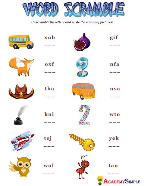 Scrambled Words Worksheet