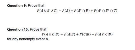 Solved Question 9 Prove That P A U B U C P A P Ac N B