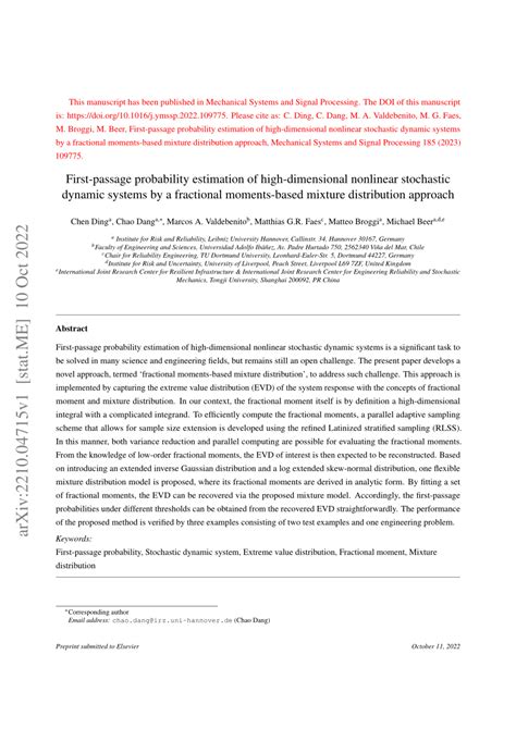 PDF First Passage Probability Estimation Of High Dimensional