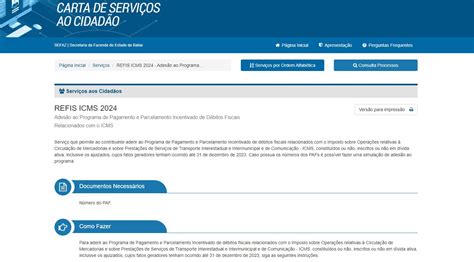 Carta de Serviços da Sefaz Ba orienta contribuintes sobre adesão ao Refis ICMS Sefaz BA