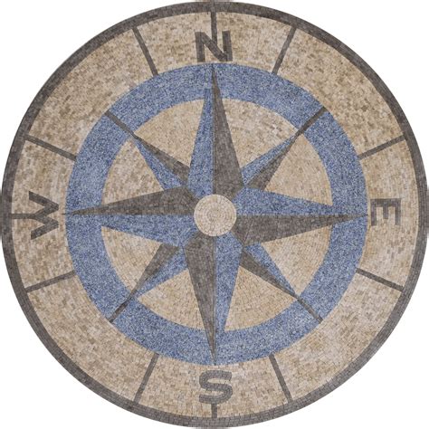 Seashore Compass Mosaic Medallion Compass Mozaico