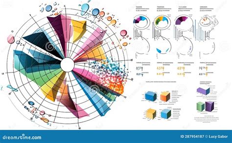 Data Visualization Charts Diagrams Vibrantly Illustration With White