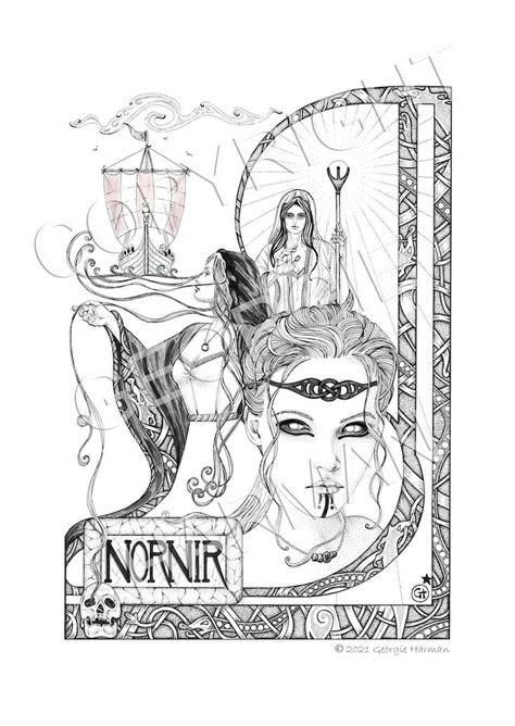 The Norns A4 Print Norse Mythology Viking Poster Urnes Etsy Pen