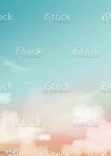 Pastel Biru Langit Dalam Warna Oranye Persik Latar Belakang Warna Hijau