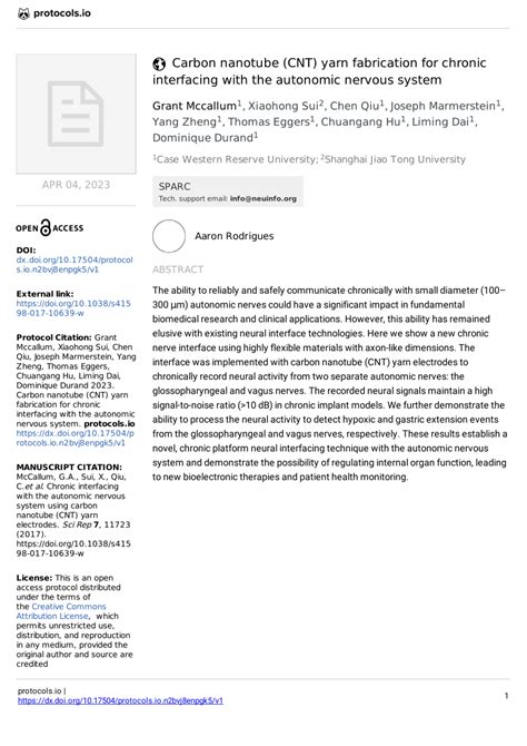 Pdf Carbon Nanotube Cnt Yarn Fabrication For Chronic Interfacing