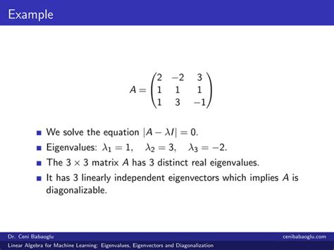 4 Linear Algebra For Machine Learning Eigenvalues Eigenvectors And Diagonalization Pdf