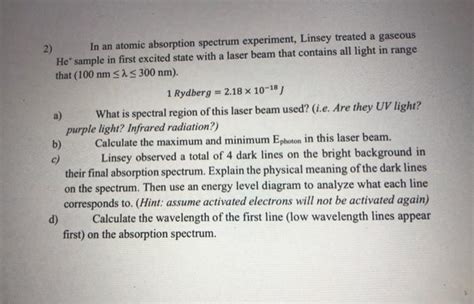 Solved A 2 In An Atomic Absorption Spectrum Experiment