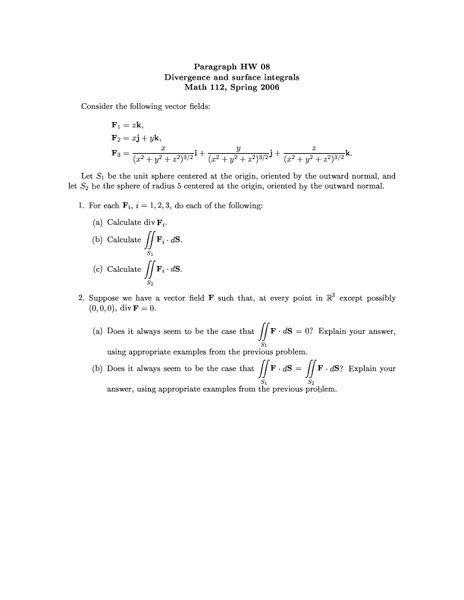 divergence and surface integrals interactive for 11th higher ed