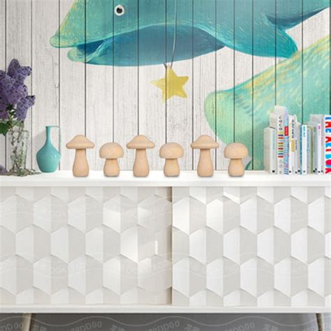 210143c 10pcs 나무 버섯 머리 Diy 페인트 장난감 어린이 조기 교육 가정용 장식 장식품