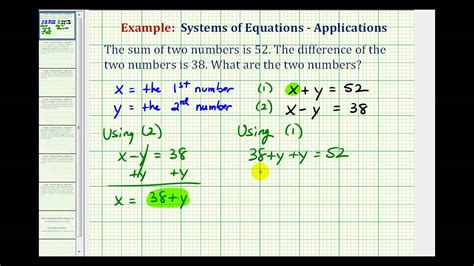 Ex System Of Equations Application Number Problem Using Substitution YouTube