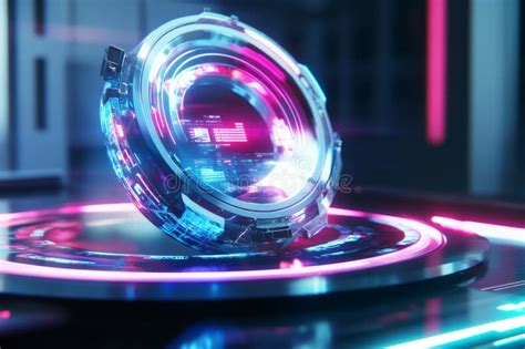 High Tech Futuristic Energy Core Surrounded By Pulsating Light Waves