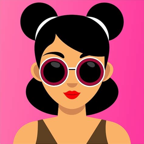 Beautiful Girl Wearing Sunglasses Hand Drawn Mascot Cartoon Character Sticker Icon Concept