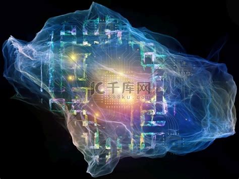 科学、教育和未来技术主题的电子、机械和生物元件组合高清摄影大图 千库网