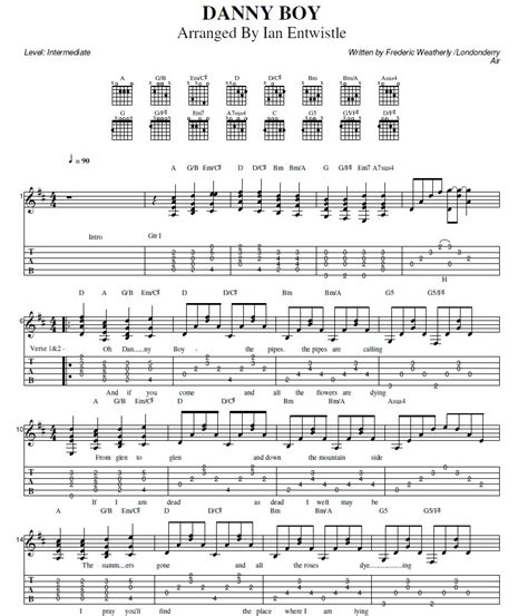 Danny Boylondonderry Air Traditional Guitar Tab Ian Entwistle