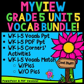 MyView Th Grade Unit Weeks Vocabulary PowerPoint Activity Bundle