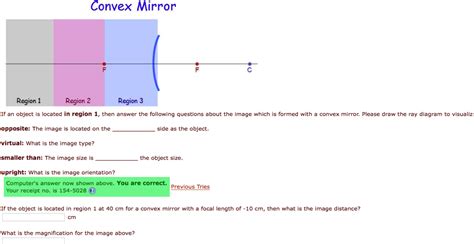 solved convex mirror region 1region 2 region 3 if an object