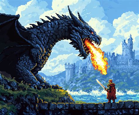 Download Dragon Warrior Pixel Art Royalty Free Stock Illustration