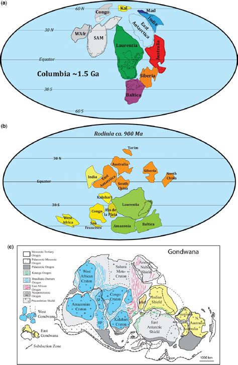 2 Schematic Map Of The Supercontinents A Columbia After Rogers