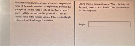 Solved Many Random Number Generators Allow Users To Specify