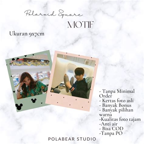 Polabear Studio Cetak Foto Polaroid Square Custom Motif Twins Isi 25