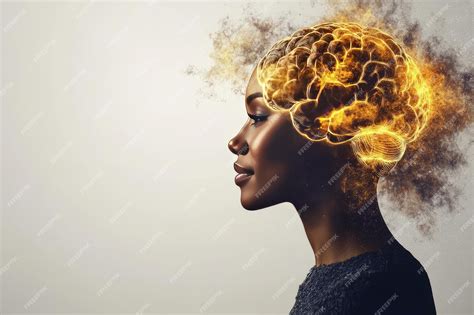 Profile Of A Woman With A Glowing Brain Representing Cognitive Power Neural Activity And The