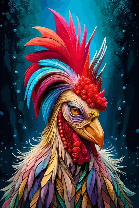 Colorful Chicken Head Vector Illustration Stock Illustrations 762
